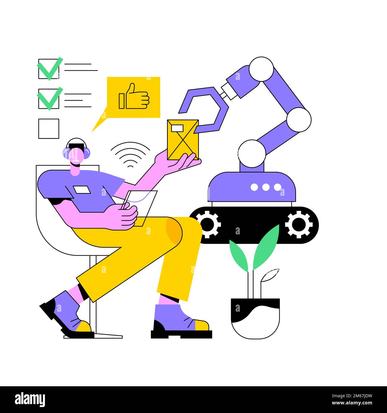 Remotely operated robots abstract concept vector illustration. Remotely ...