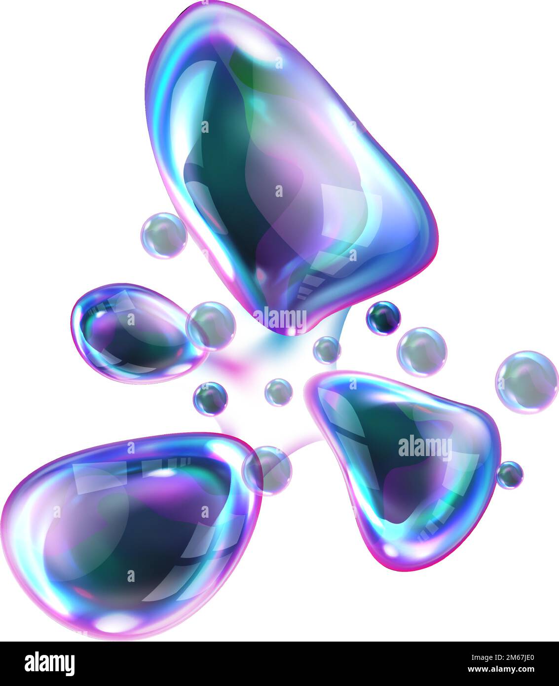 Bursting soap bubbles realistic vector, transparent air sphere of ...