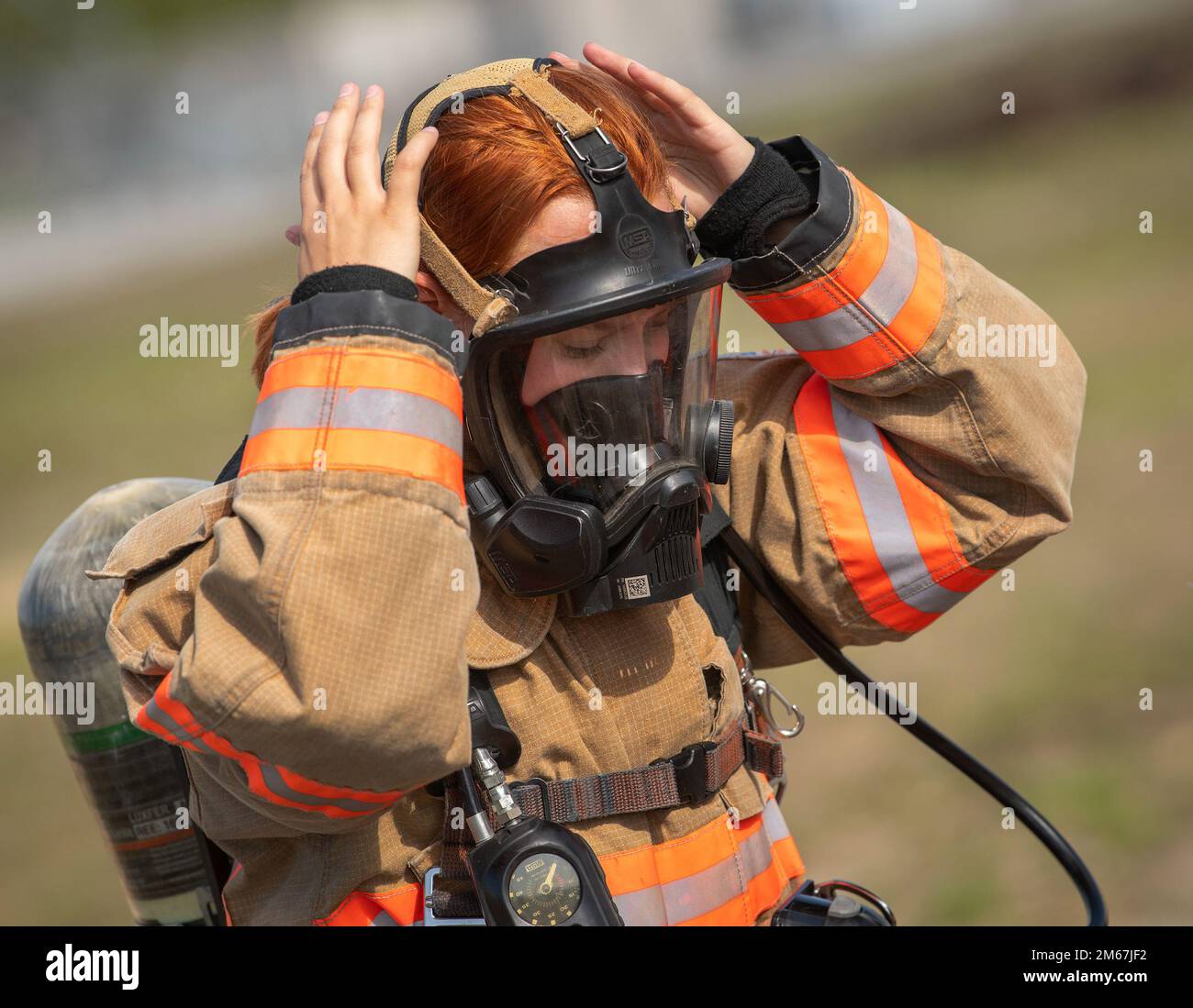 Journey Collier, a 96th Civil Engineer Squadron firefighter, gears up ...