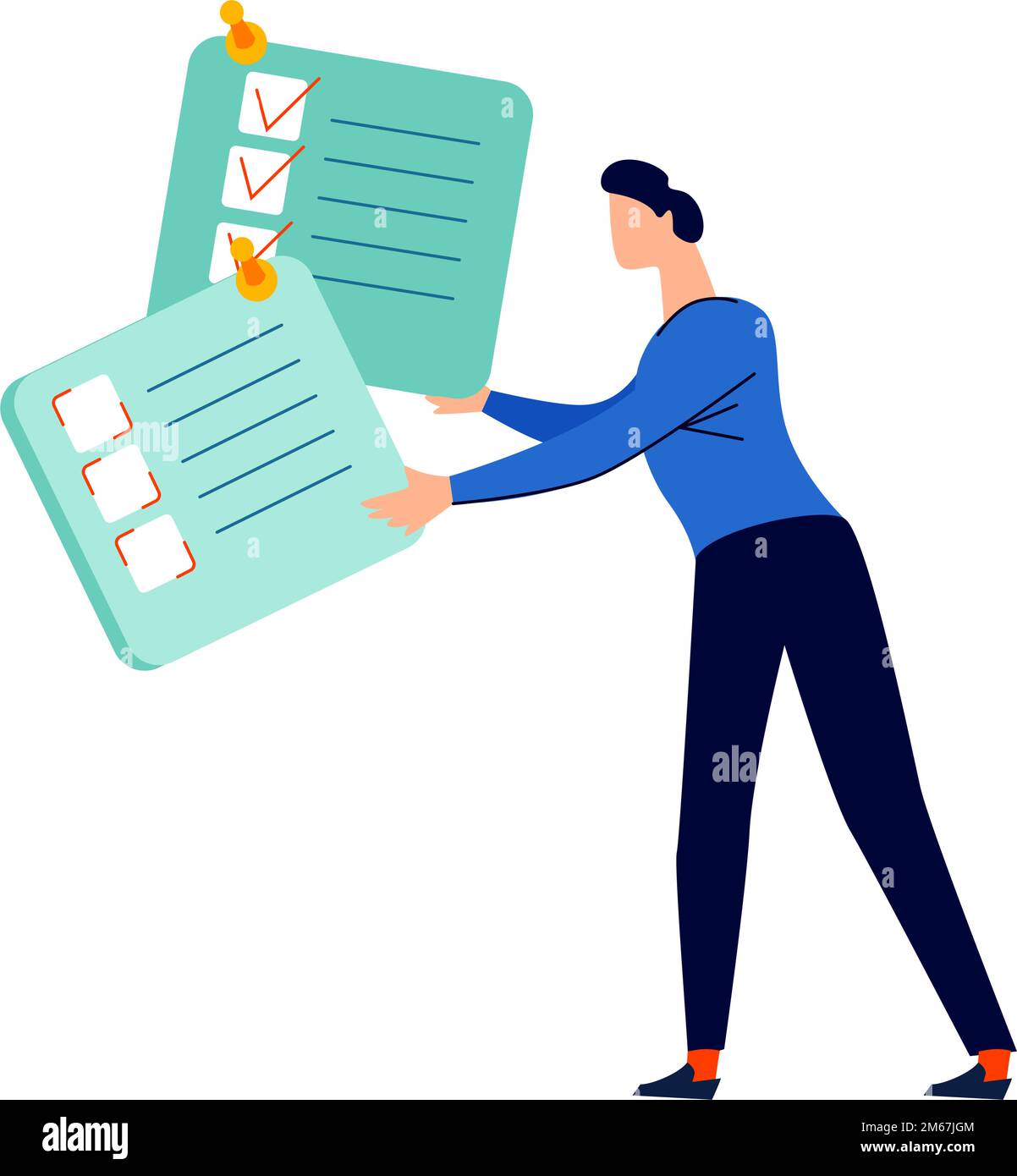 Time management and teamwork business concept vector. Man, company ...