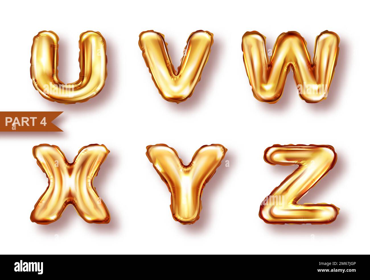Alphabet golden balloons realistic vector. Inflatable golden letters of ...
