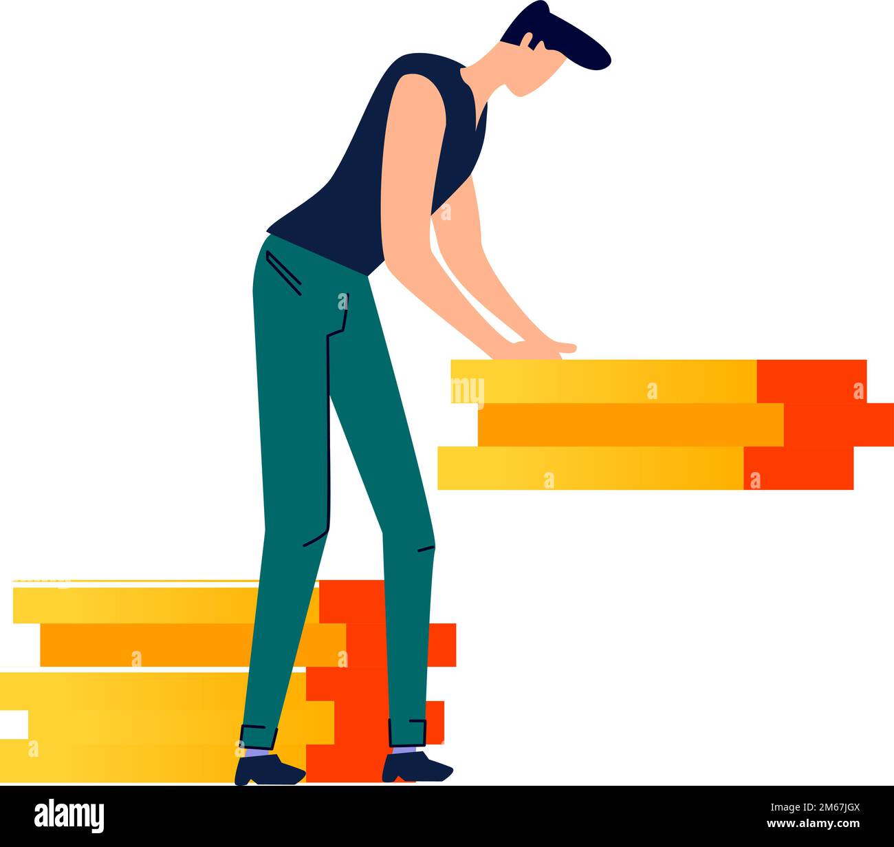 Male character moves cargo cartoon vector. Worker, man in casual wear ...