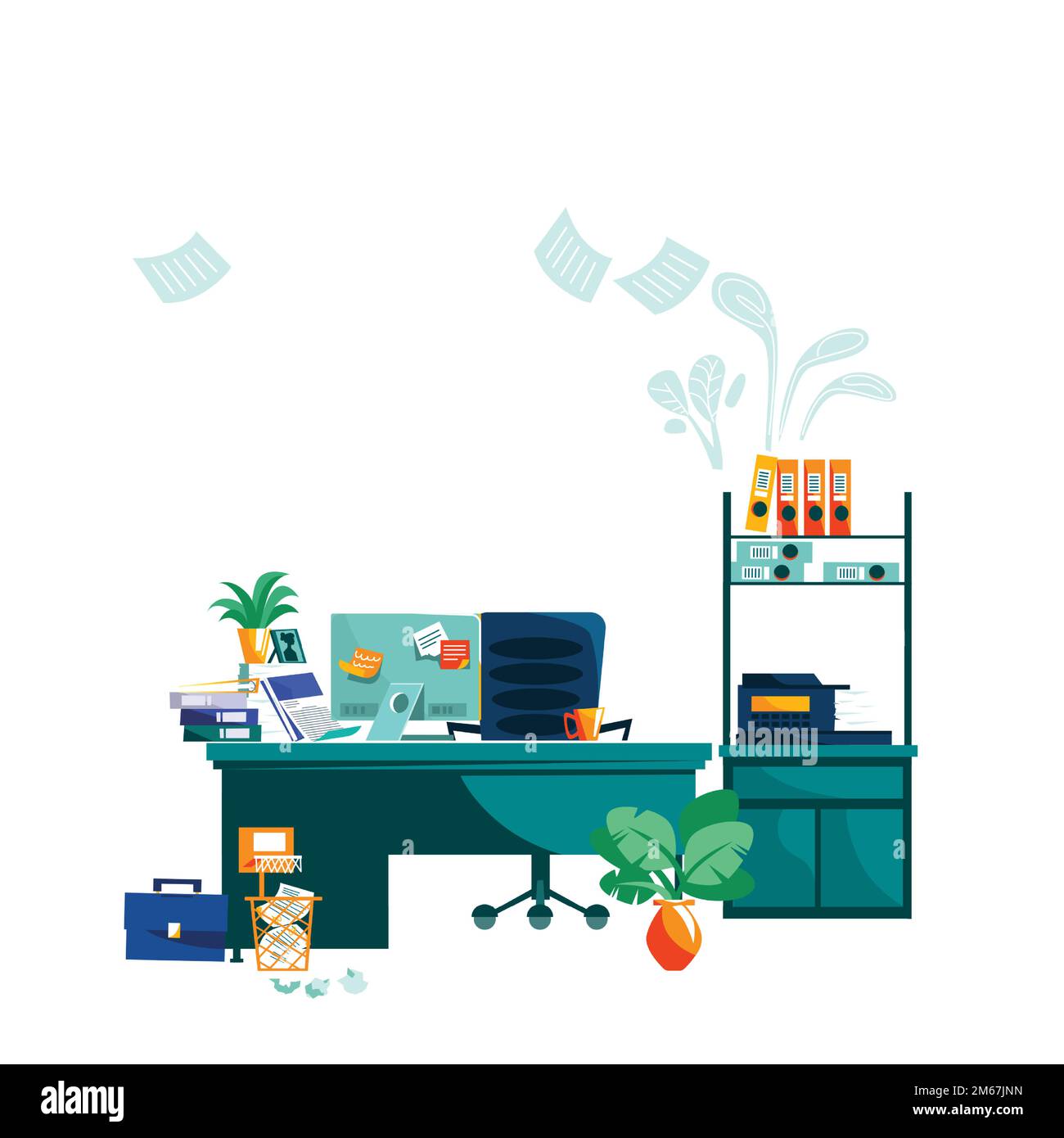 Office interior isolated on white background cartoon vector ...