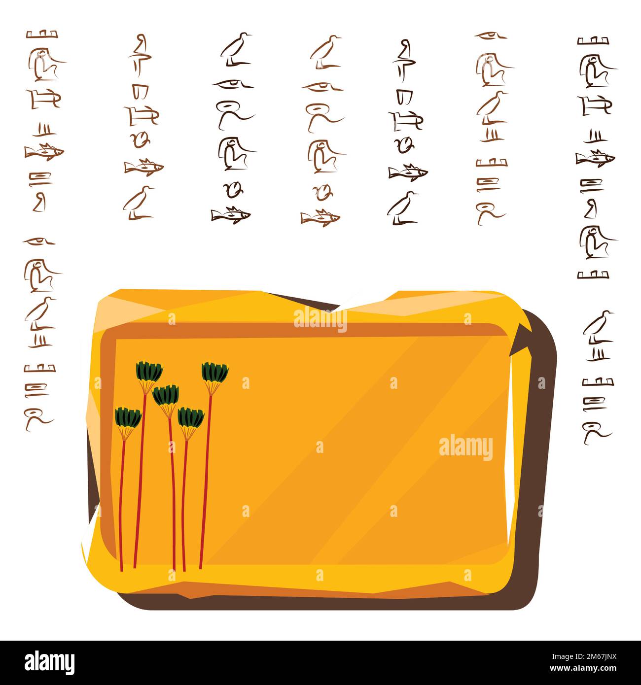 Ancient Egypt stone board or clay plate cartoon vector with hieroglyphs ...