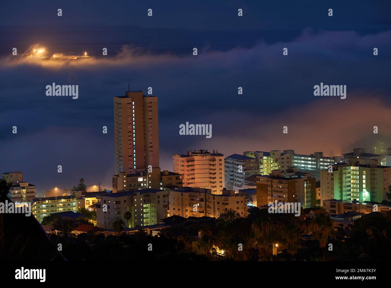 The city comes alive at night. View of a city landscape at night Stock ...