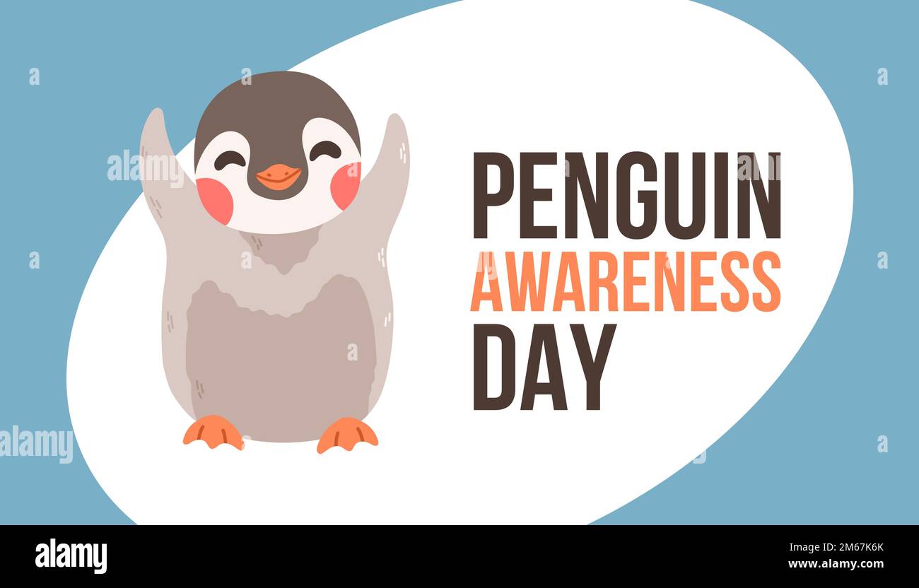 Penguin Awareness Day Vector Illustration. Cute penguin cartoon ...
