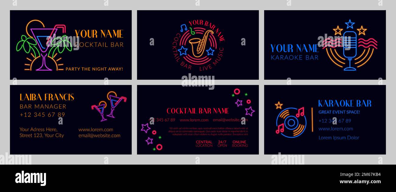 Business card design set for cocktail bar brand Stock Vector Image ...
