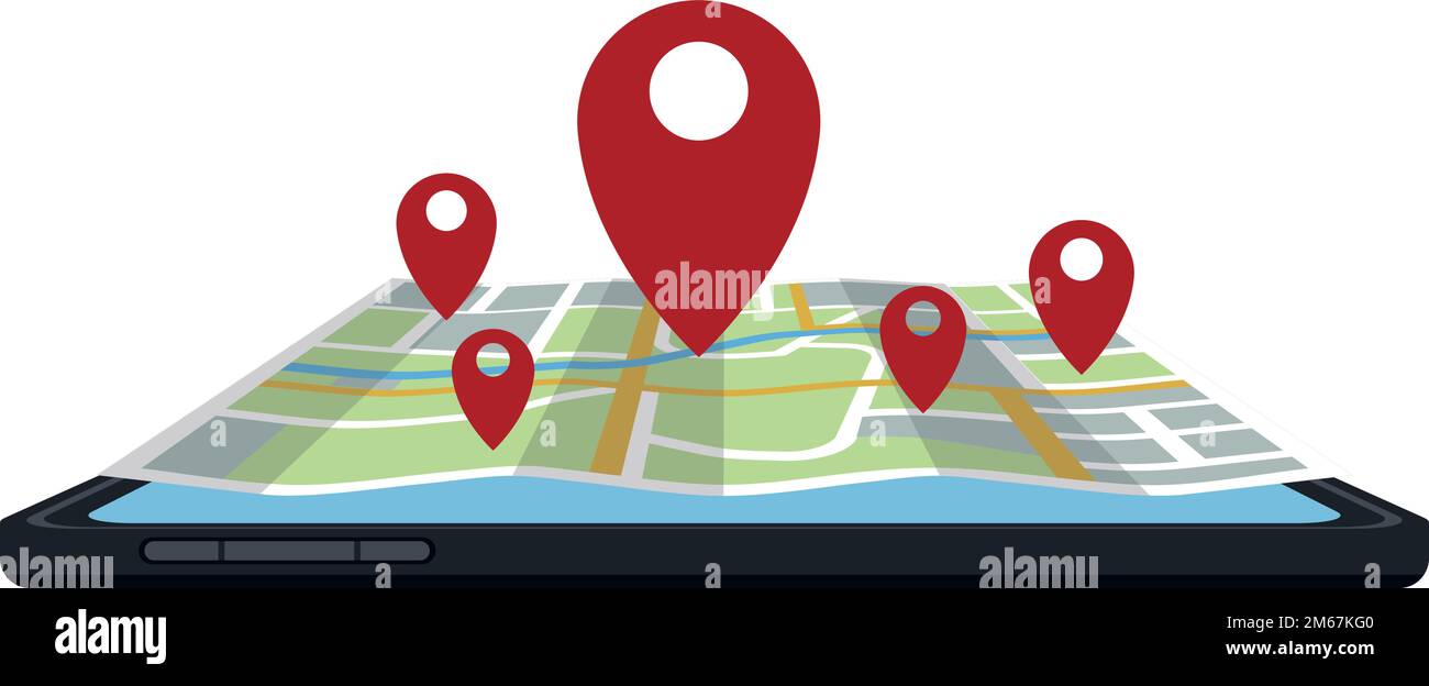 smartphone with paper map Stock Vector Image & Art - Alamy