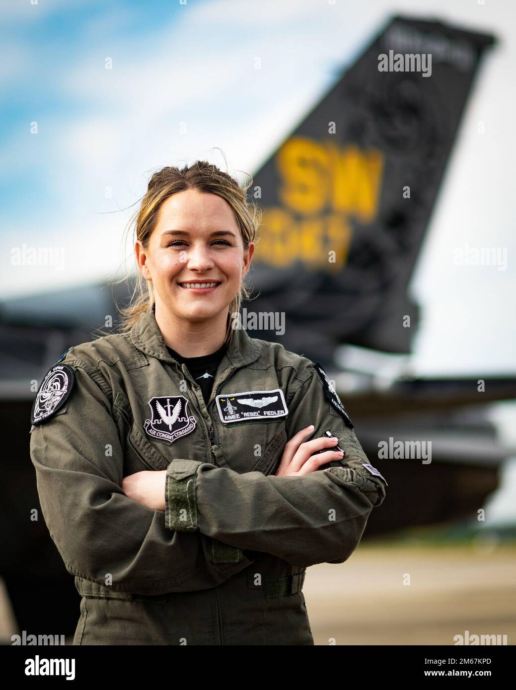 U.S. Air Force Capt. Aimee 'Rebel' Fiedler, F-16 Viper Demonstration ...