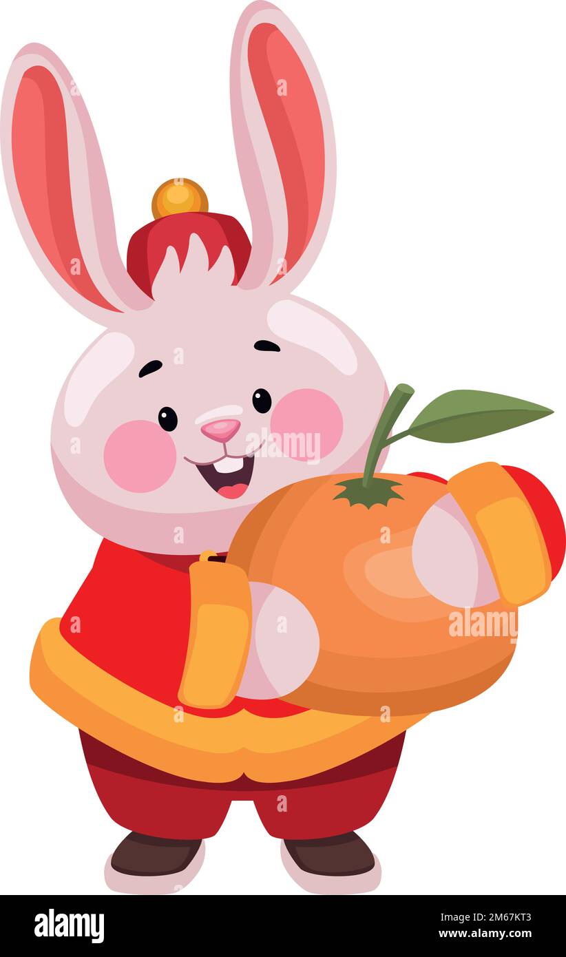 chinese rabbit with orange Stock Vector Image & Art - Alamy