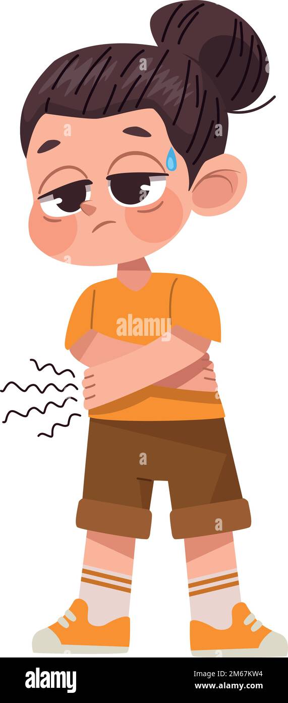 little girl sick with stomach ache Stock Vector Image & Art - Alamy