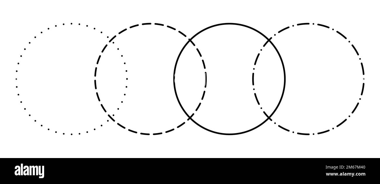 Venn diagram blank merge four dash line and dotted line circles chart ...