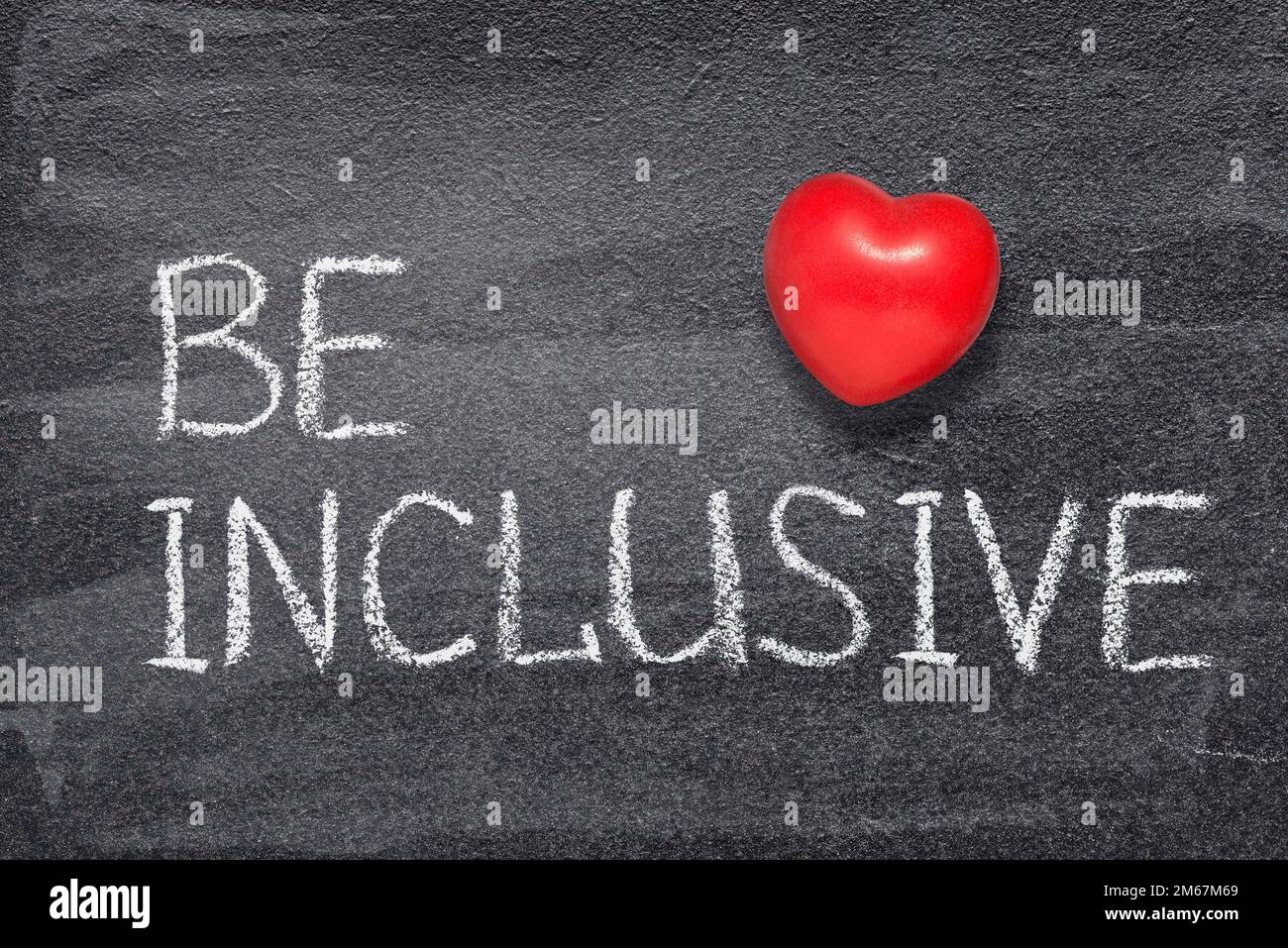 be inclusive phrase written on chalkboard with red heart symbol Stock ...