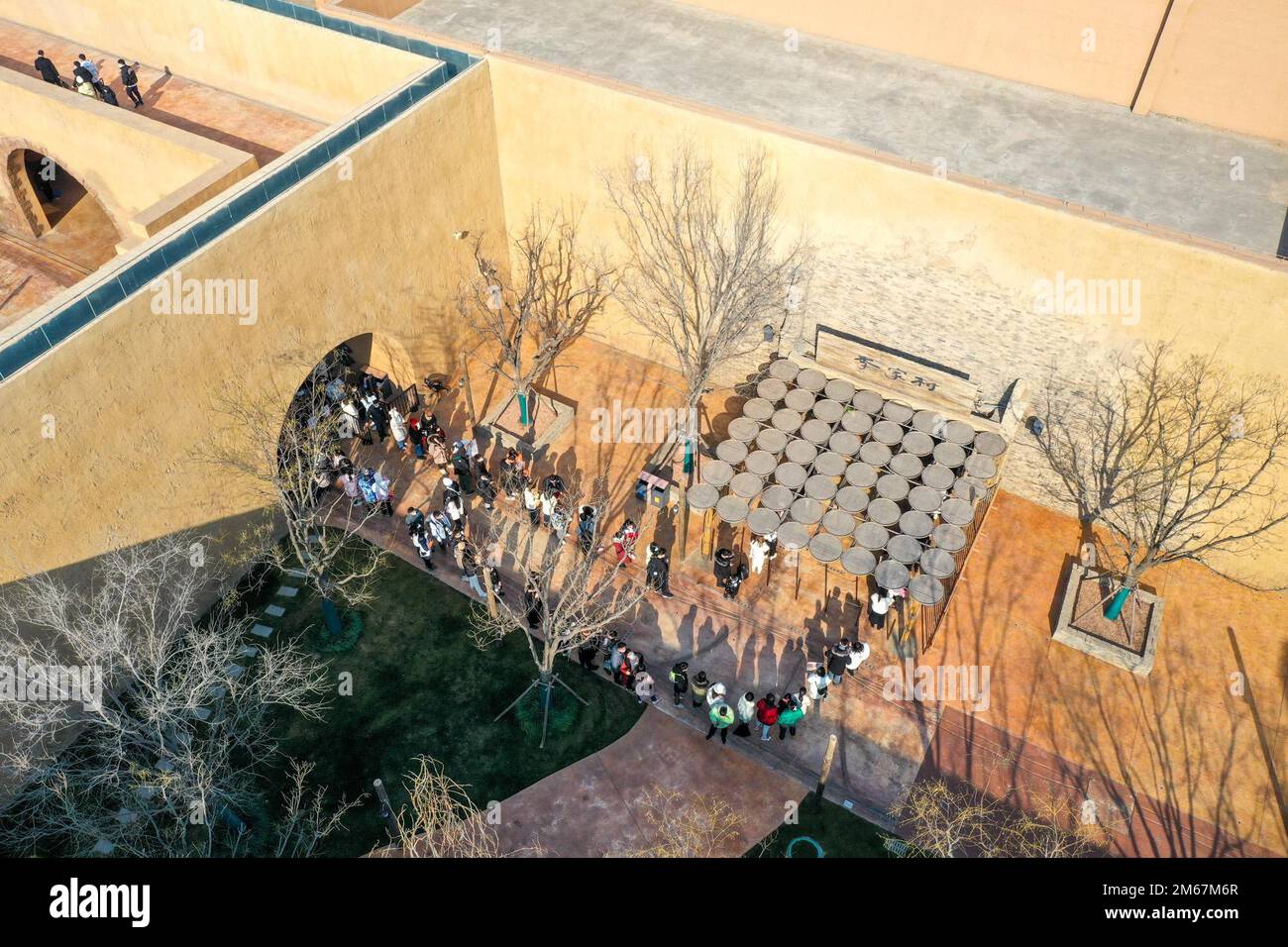 Aerial photo shows a large number of tourists visiting the Unique Henan ...
