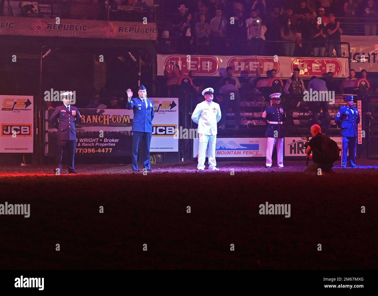 Event attendees recognize military members during the San Angelo Stock ...