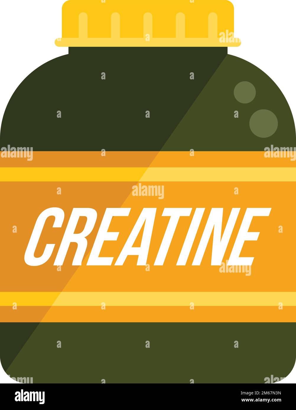 Creatine powder icon flat vector. Nutrition protein. Sport container ...