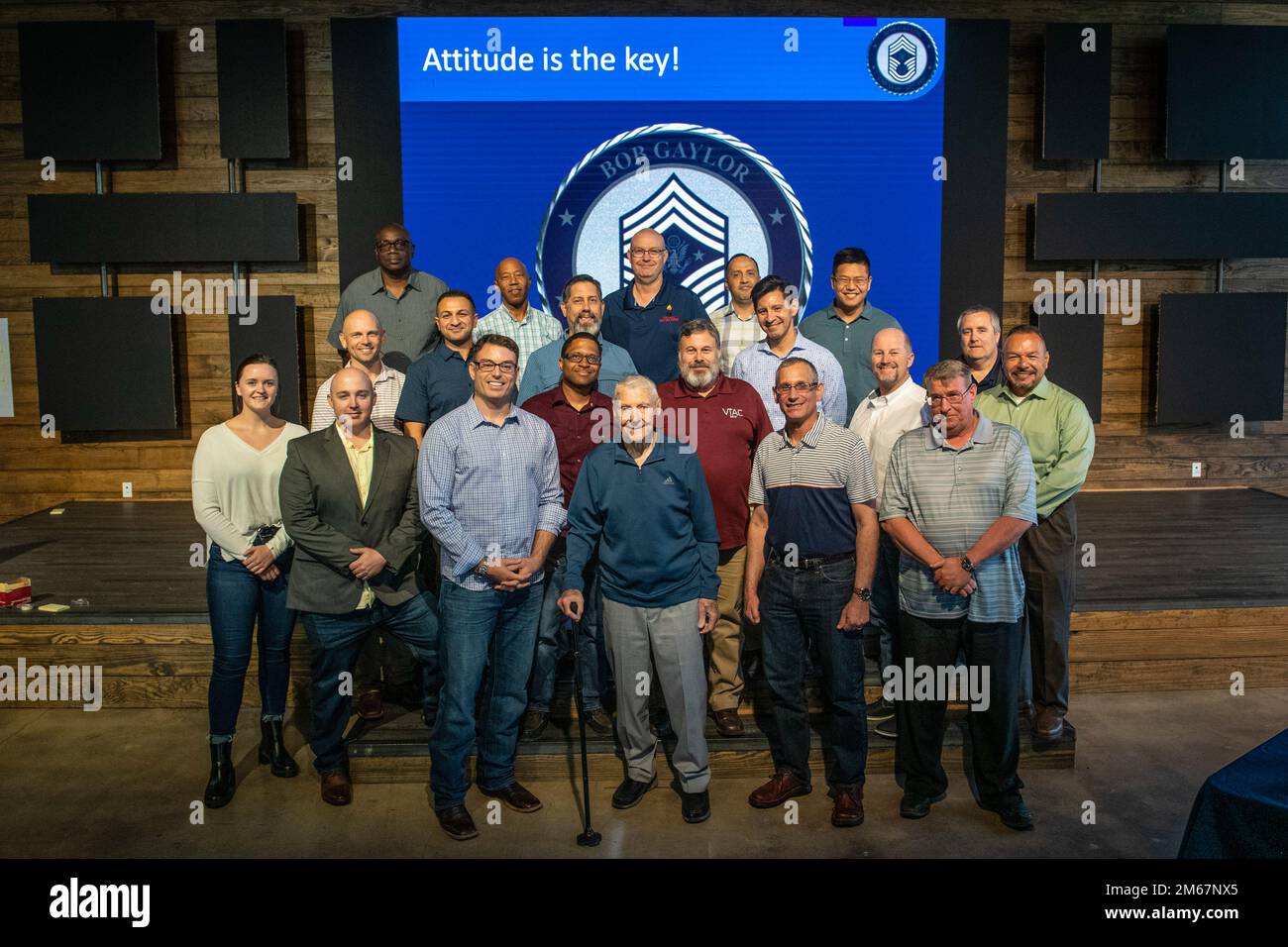 Retried Chief Master Sgt. of the Air Force Robert Gaylor takes a group ...
