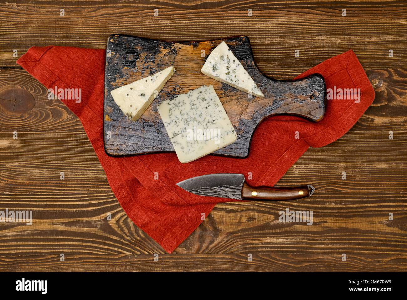 Top view of different types of blue cheese Stock Photo - Alamy