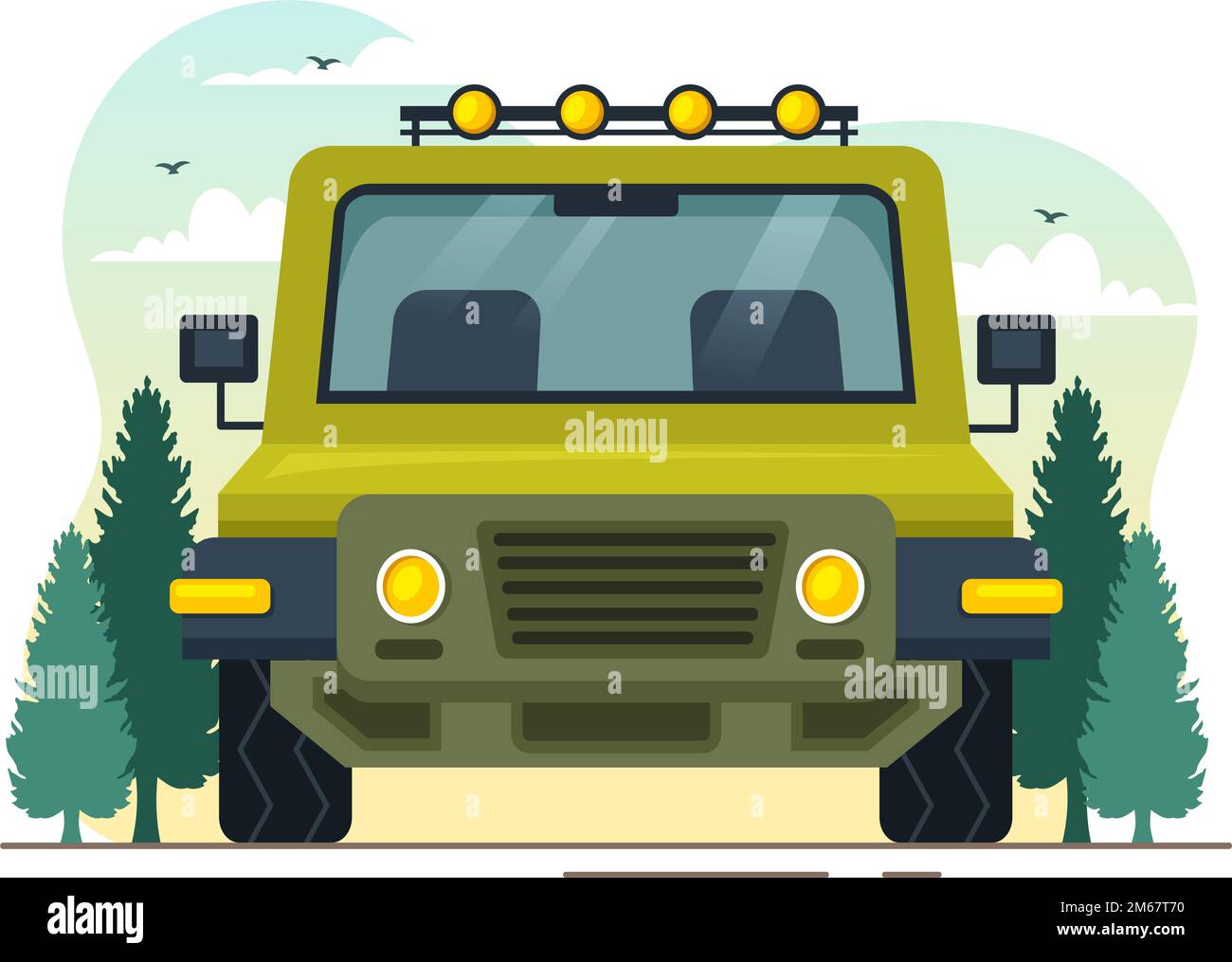 Off Road Illustration with a Jeep Car or SUV to Pass Through Rocky ...