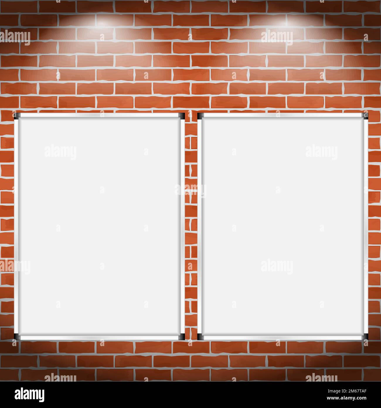 Two vertical billboards on brick wall, vector eps10 illustration Stock ...