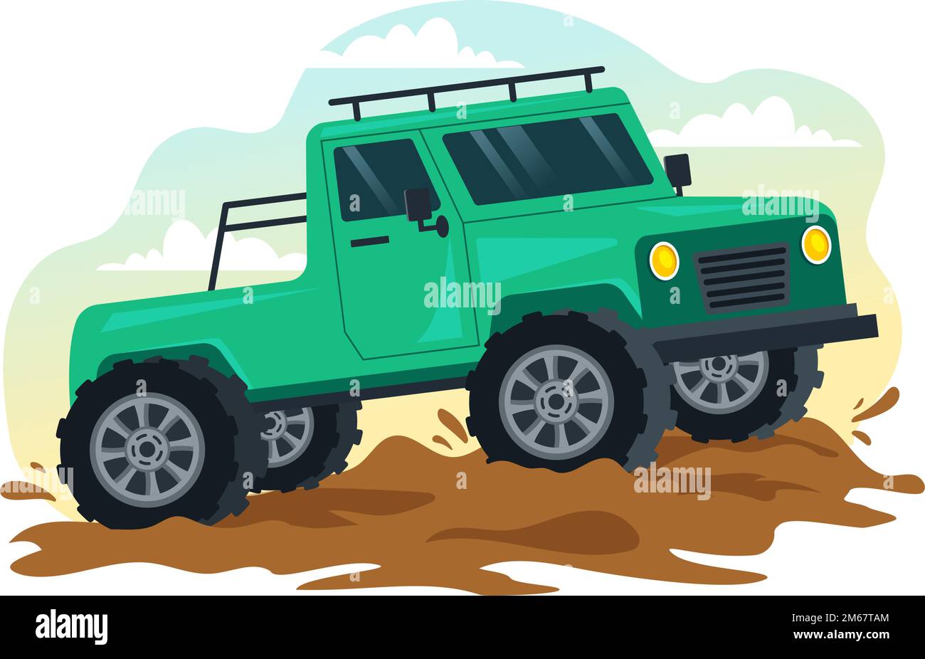 Off Road Illustration with a Jeep Car or SUV to Pass Through Rocky ...