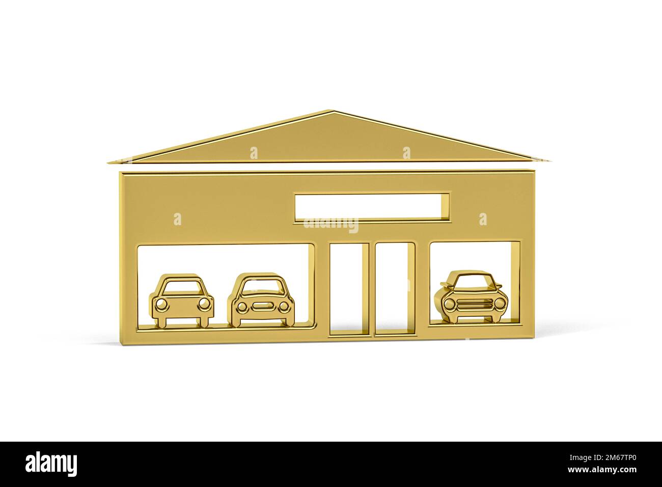Golden 3d car shop icon isolated on white background - 3d render Stock ...