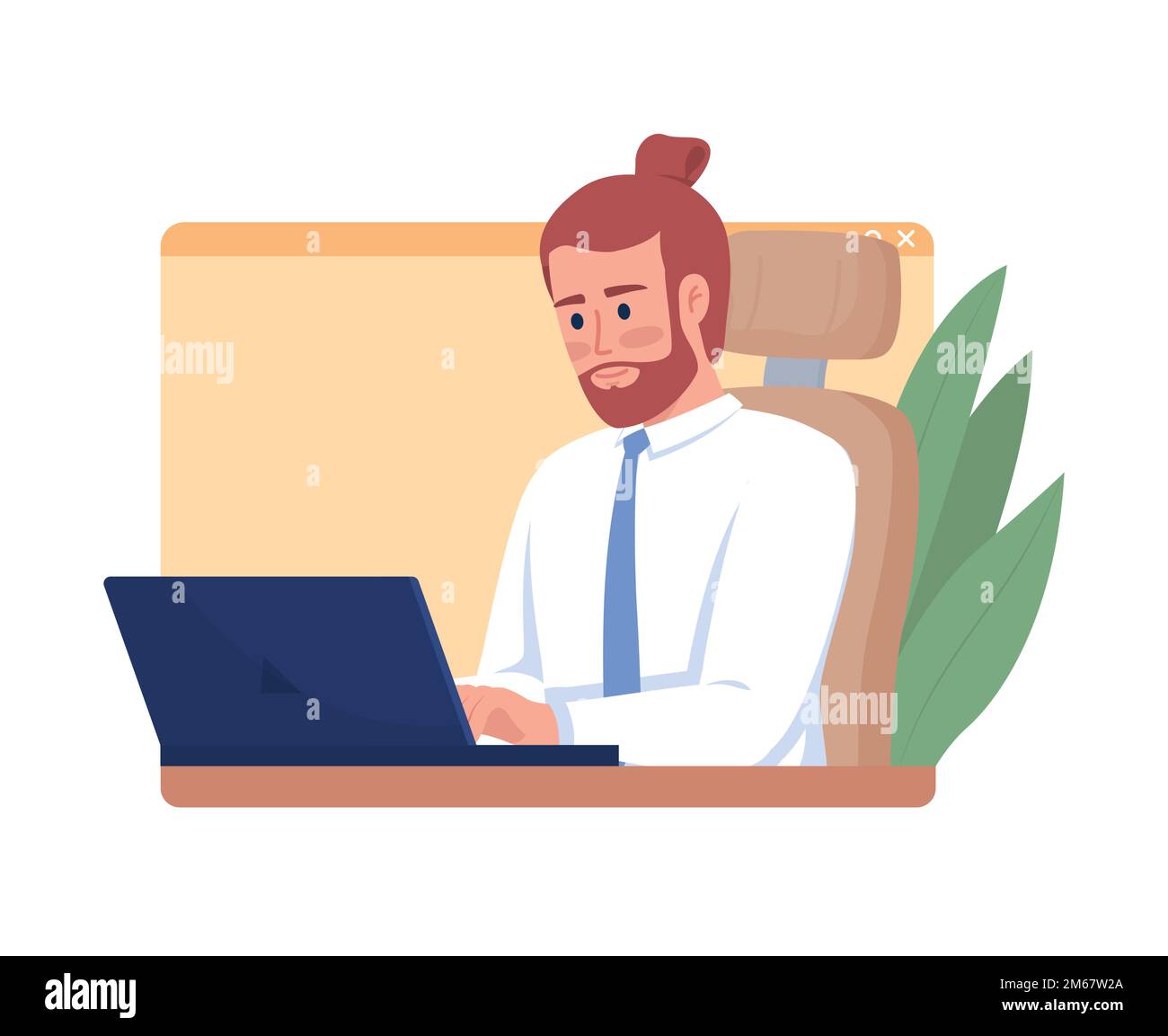 Male computer worker flat concept vector illustration Stock Vector ...