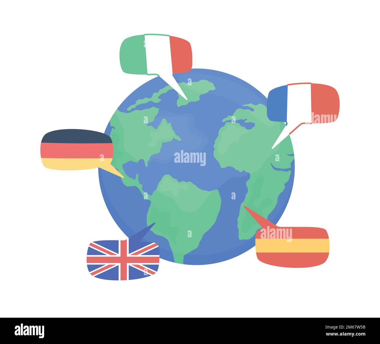 Foreign languages semi flat color vector concept Stock Vector Image ...