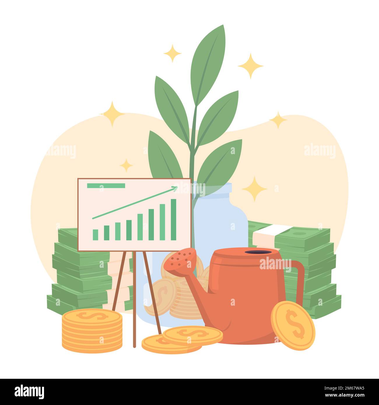 Successful business investment flat concept vector illustration Stock ...