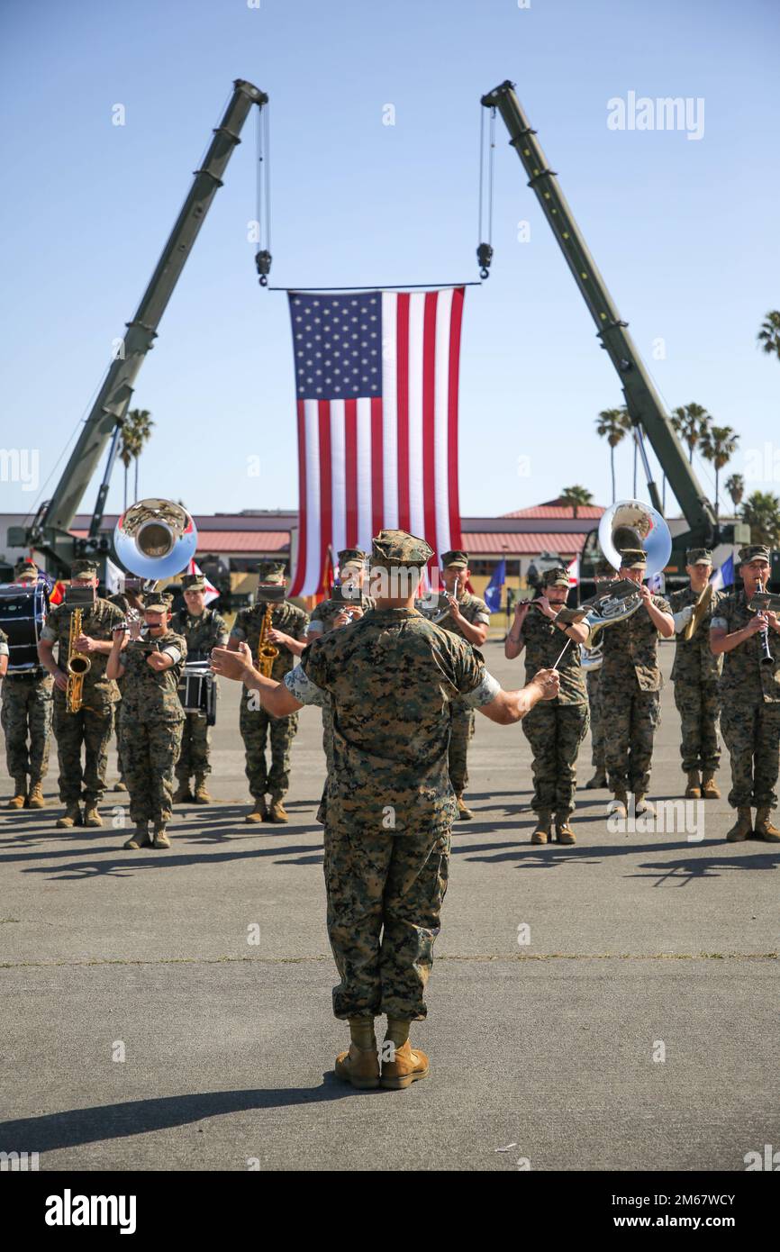 U.S. Marines with the 3rd Marine Aircraft Wing Band perform during the ...