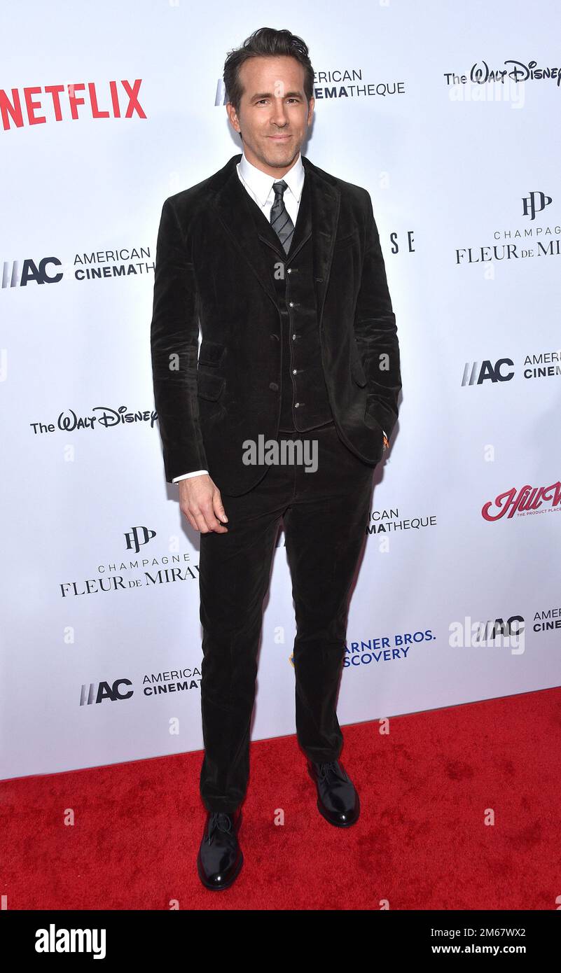 Canadian-American actor Ryan Reynolds arriving to the American Cinematheque honoring Ryan ...