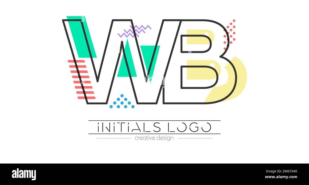 Letters W and B. Merging of two letters. Initials logo or abbreviation ...