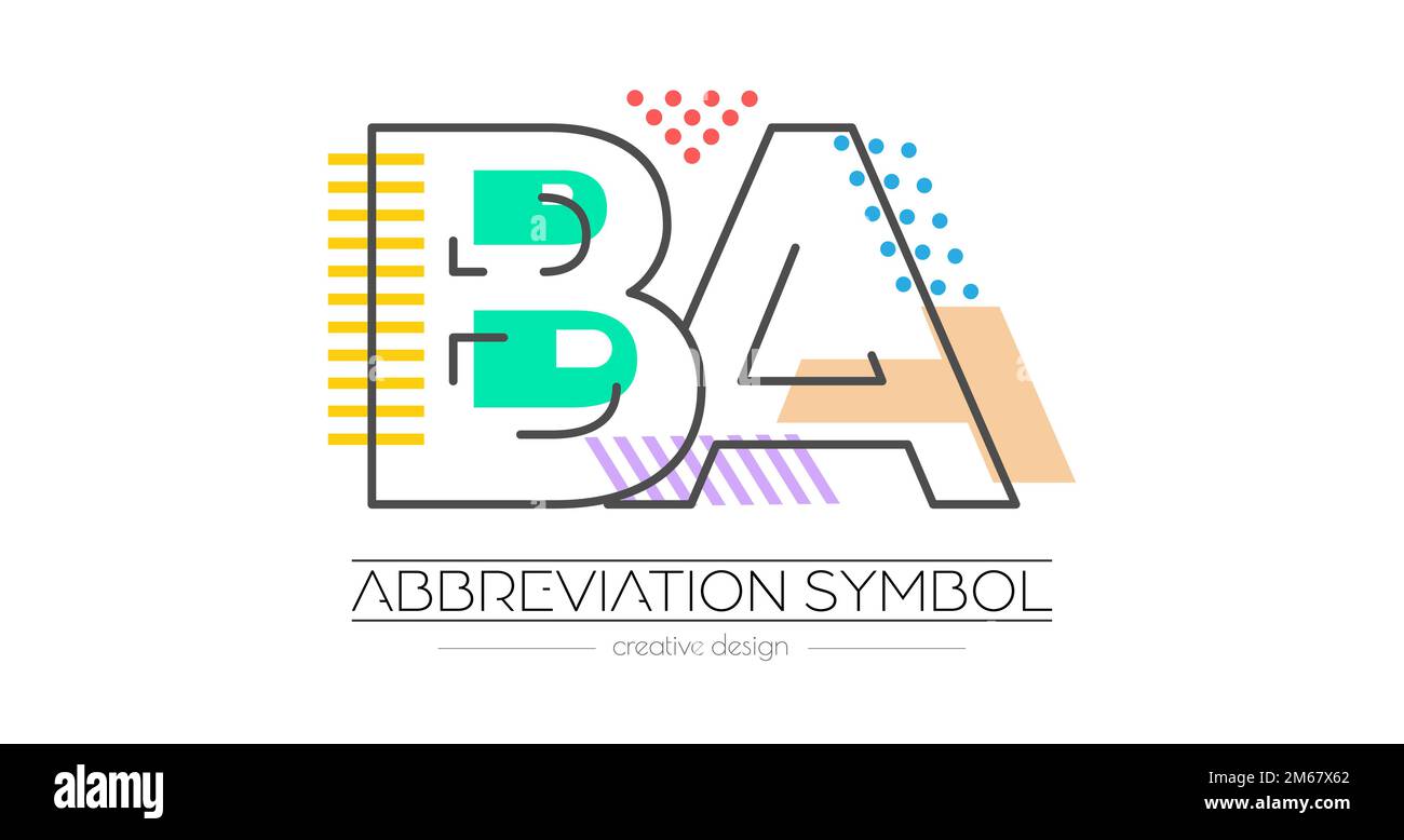 Letters B and A. Merging of two letters. Initials logo or abbreviation ...