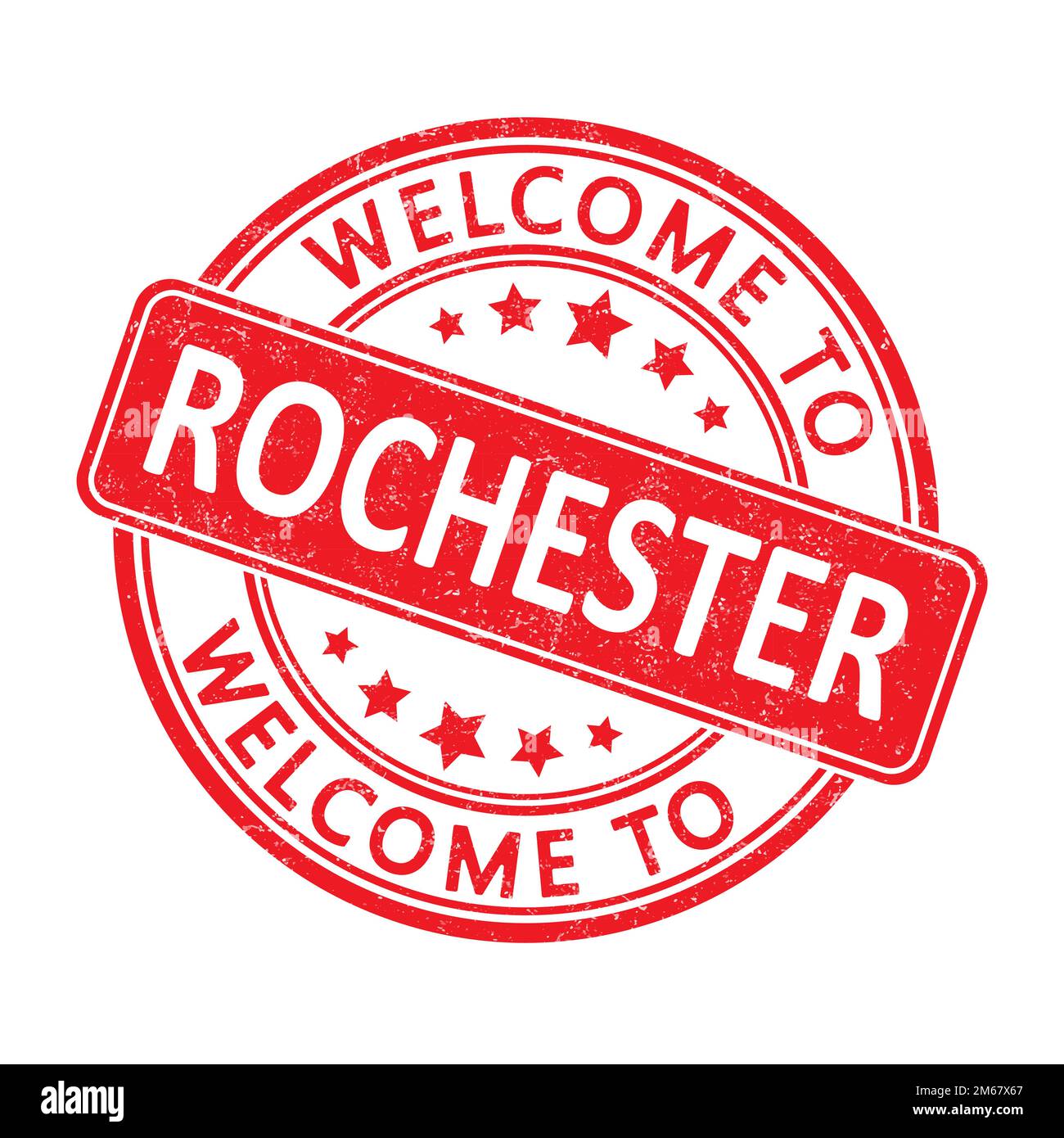 Welcome to ROCHESTER. Impression of a round stamp with a scuff. Flat ...