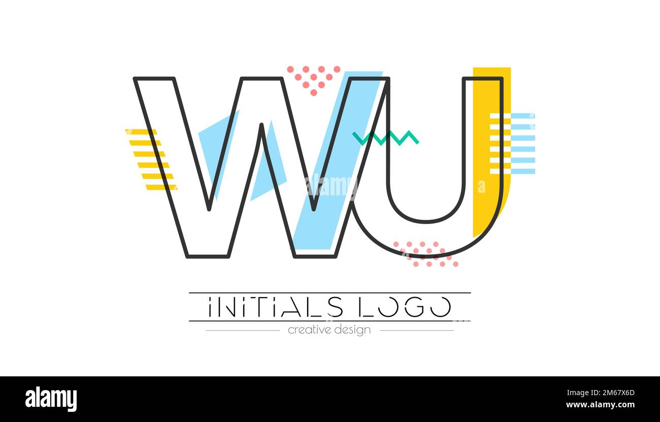 Letters W and U. Merging of two letters. Initials logo or abbreviation ...