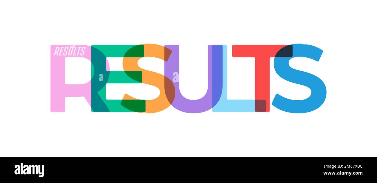 RESULTS. Colorful typographic banner. Vector illustration for posters ...