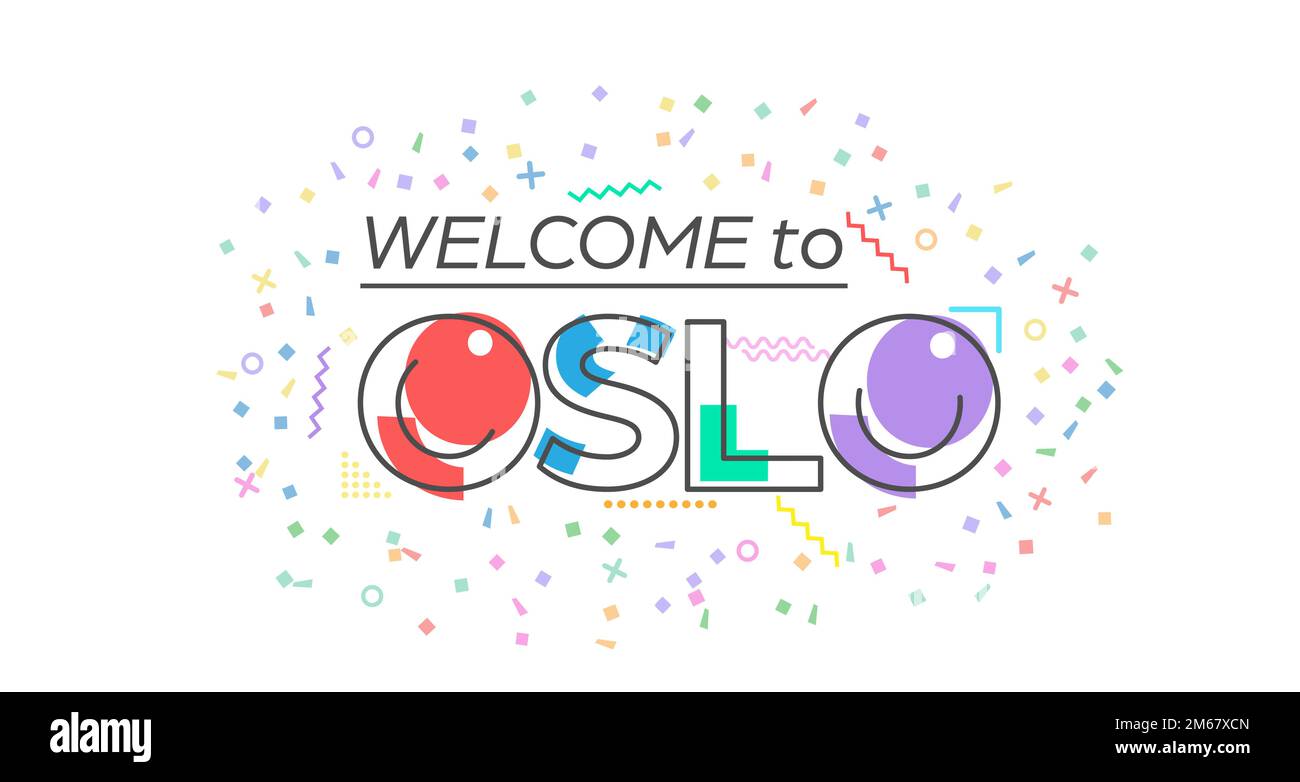 Welcome to Oslo. Vector lettering for greetings, postcards, posters ...