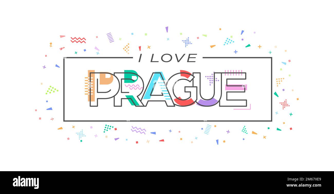 I love Prague. Vector lettering for postcards, posters, posters and ...