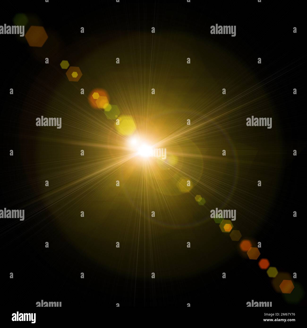 Optical lens flare texture on black background Stock Photo - Alamy