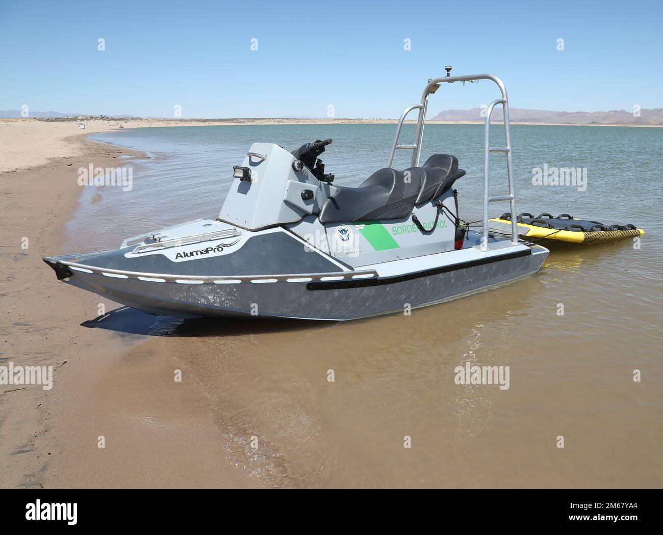 A specially built AlumaPro Rescue Watercraft is shown wearing U.S ...