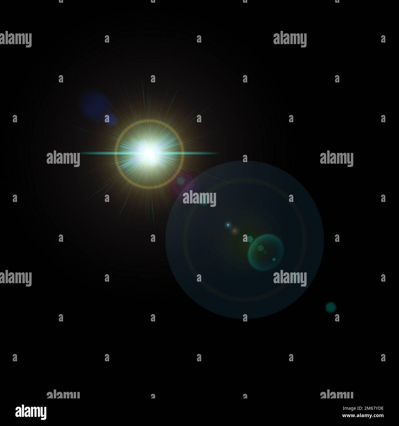 Optical lens flare texture on black background Stock Photo - Alamy