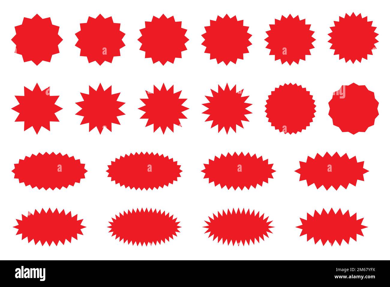 Set of vector red starburst, sunburst badges. Shopping labels ...