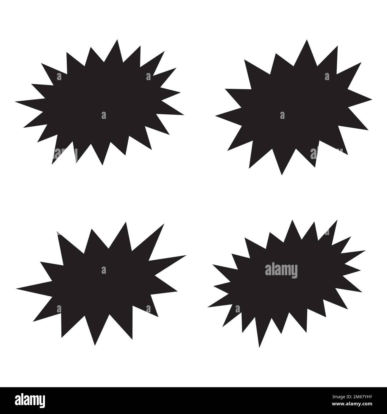 Black bursting star shapes. Set of comic splash, explosion, burst, bang ...