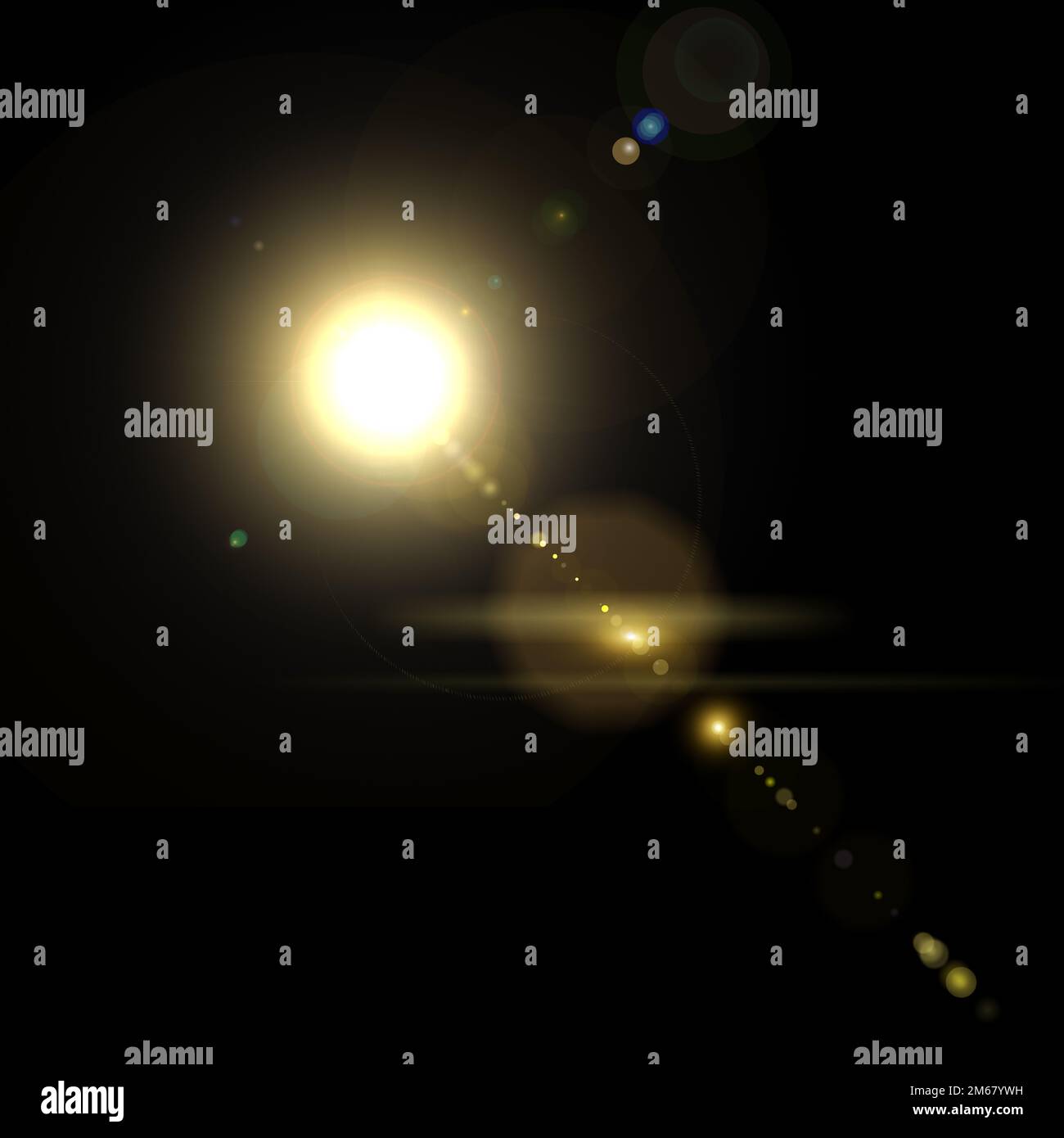 Optical lens flare texture on black background Stock Photo - Alamy