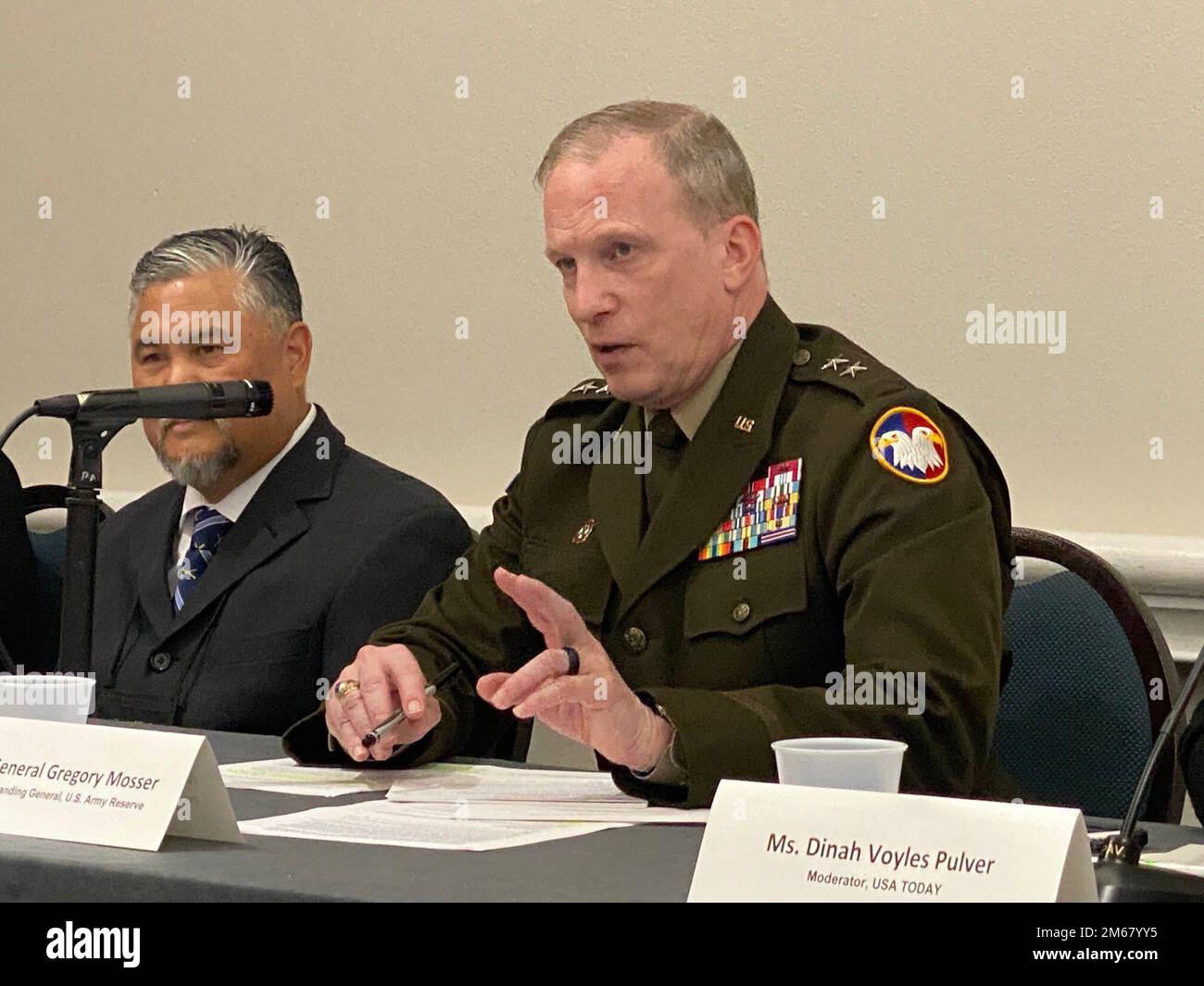 Maj. Gen. Gregory Mosser, deputy commanding general, U.S. Army Reserve Command, discusses the ...