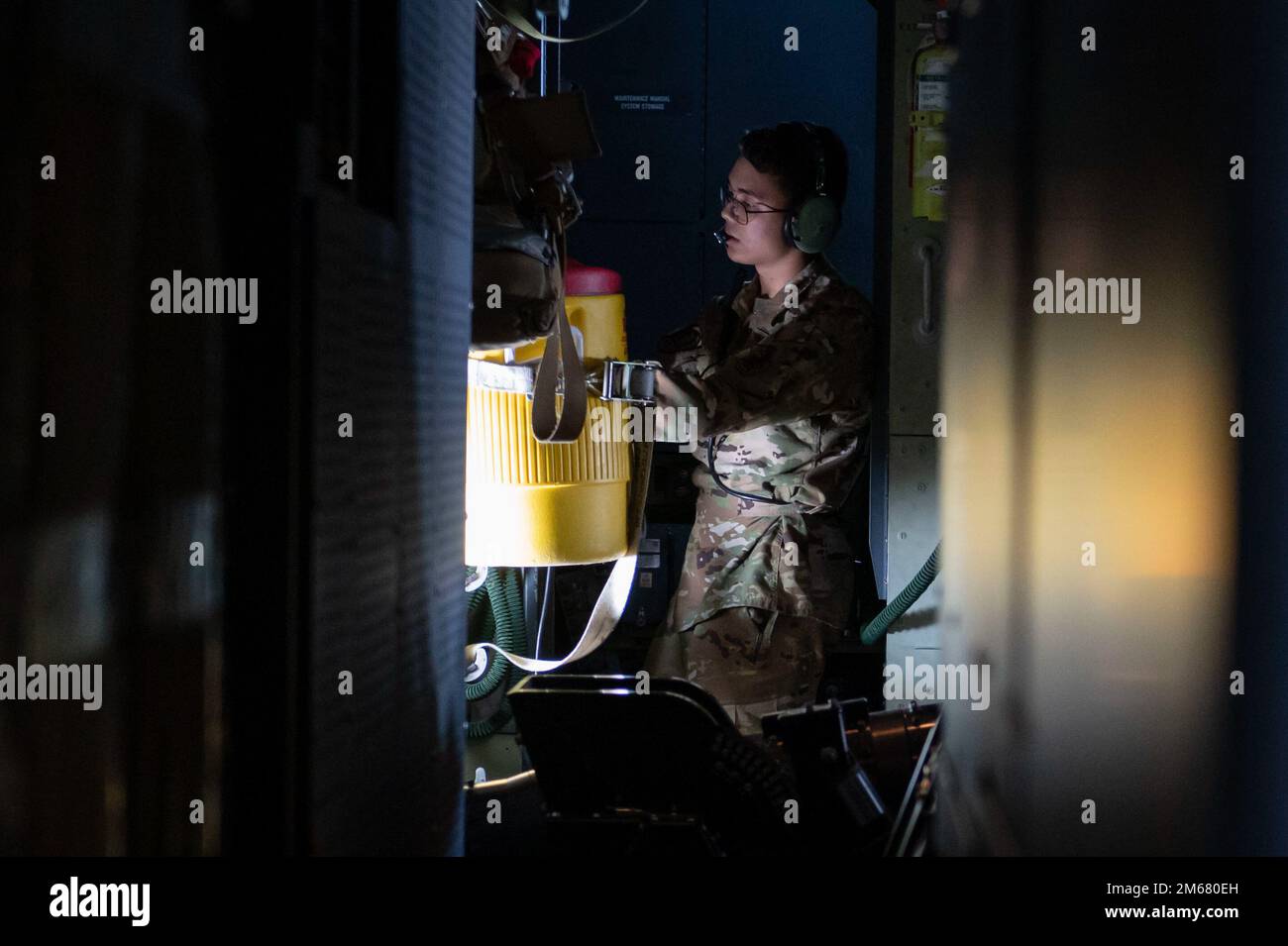 U.S. Air Force Airman First Class Jahmai Judah, an aerial gunner with ...