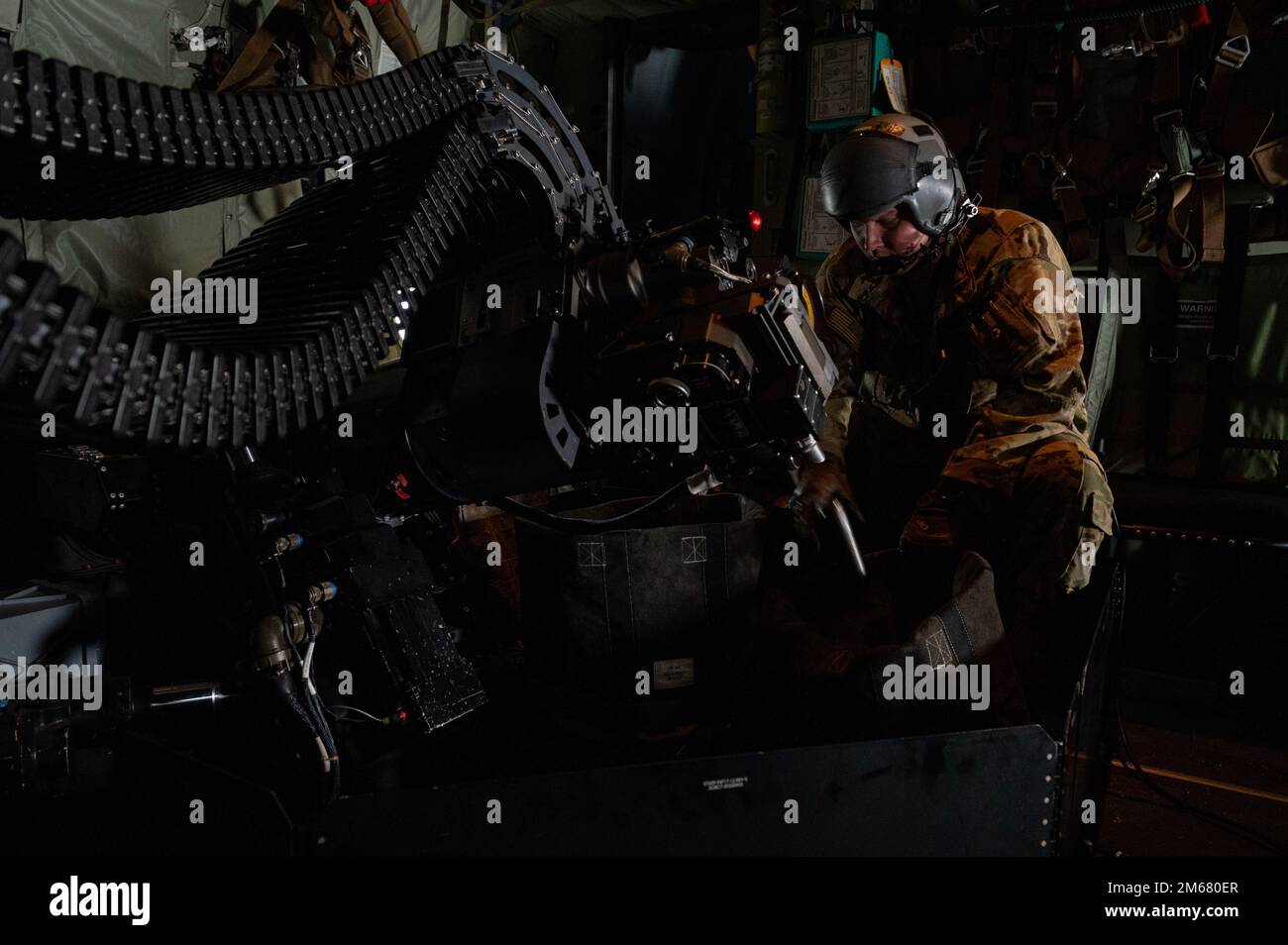 U.S. Air Force Staff Sgt. Schuyler Williams, an aerial gunner with the ...