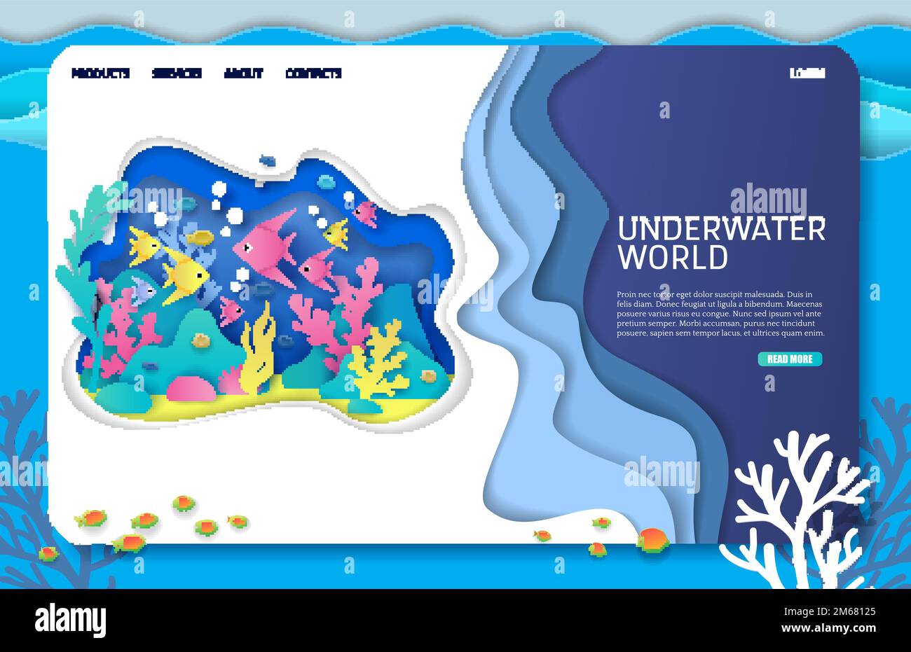 Underwater world vector website template, web page and landing page ...