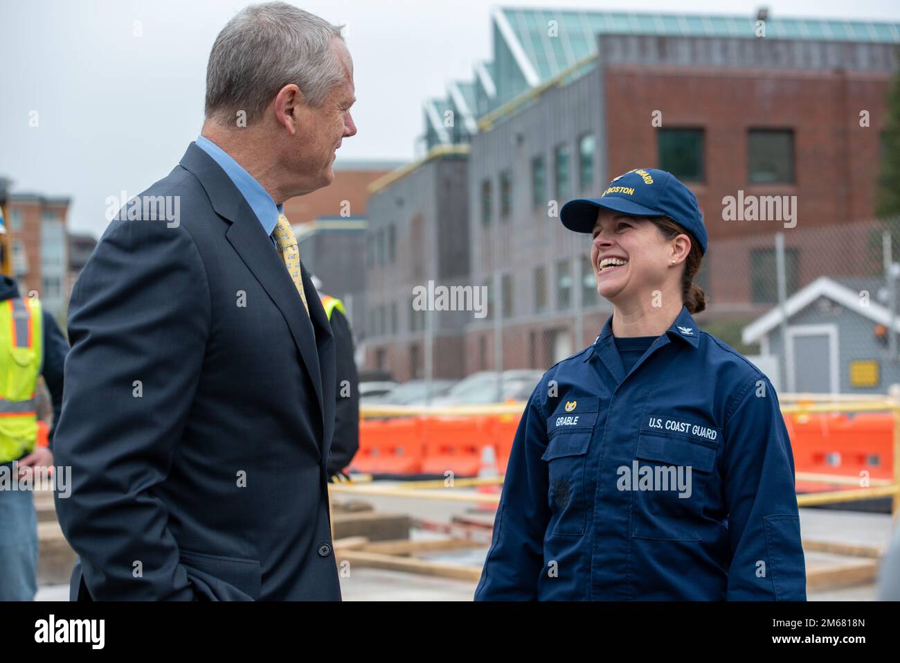 Massachusetts Governor Charlie Baker, and Captain Amy Grable, commander ...
