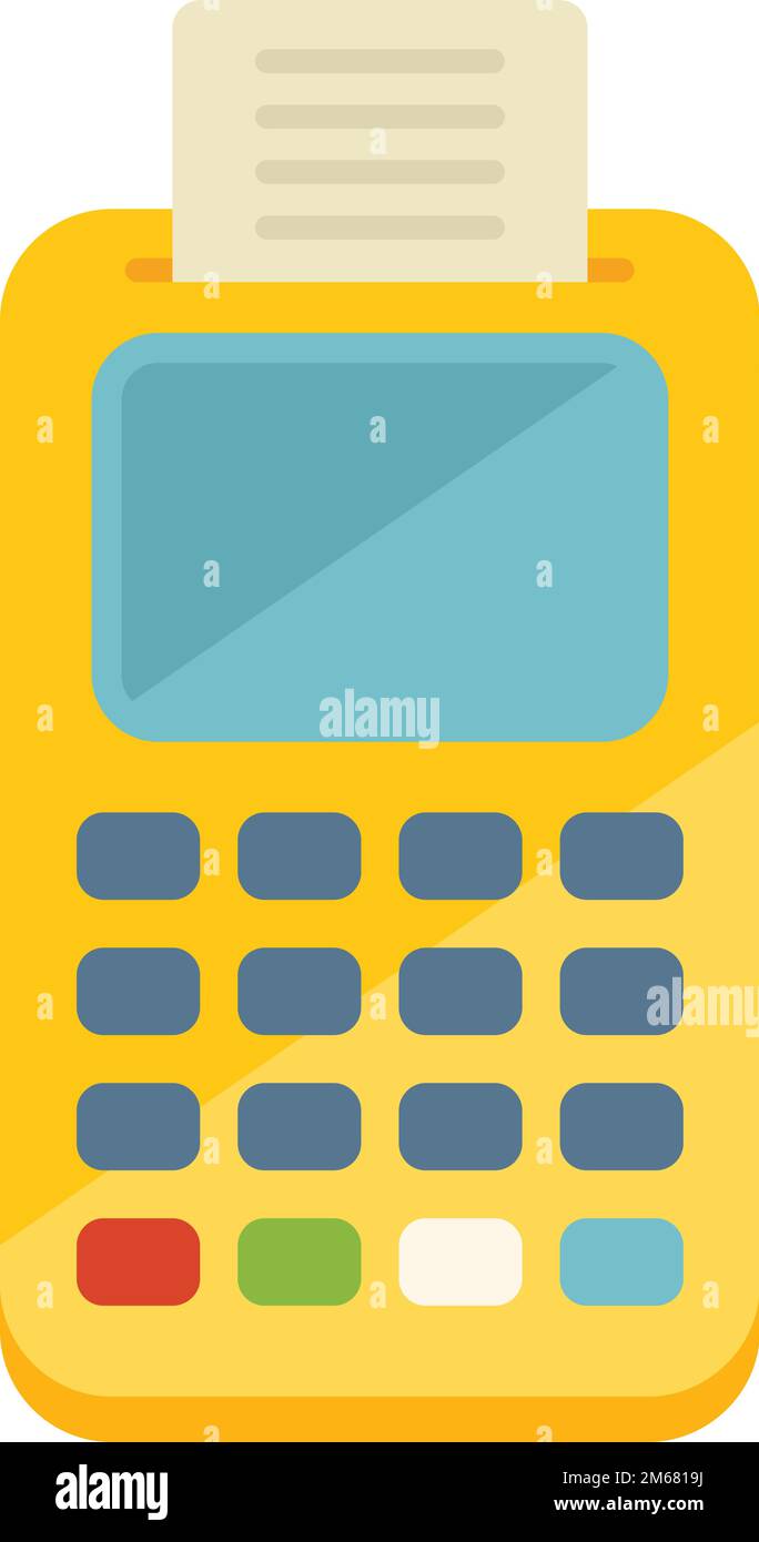 Pos terminal icon flat vector. Finance payment. Bank service isolated ...